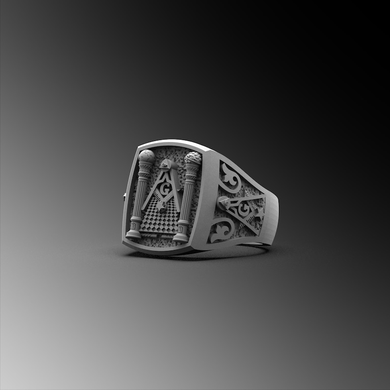Mens Masonic Ring Unique Signet Rings for Men Oxidized Silver - Etsy