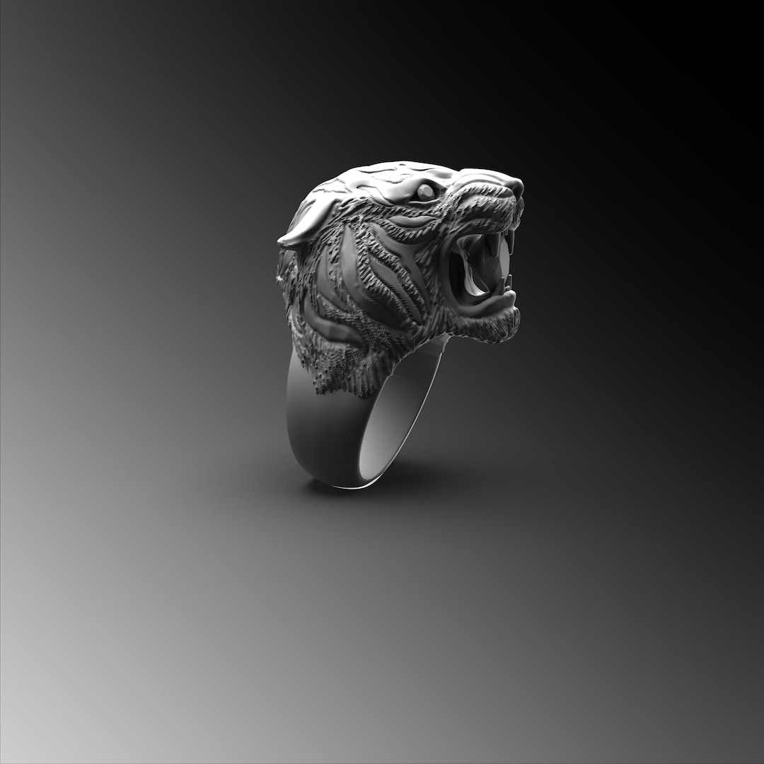 Silver Panther Rings for Man Silver Panther Head Ring Men Signet Ring ...
