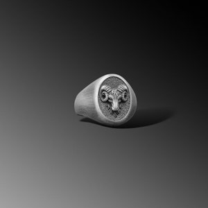 Silver Ram Ring,mens Aries Signet Ring, Mens Silver Ram Head Ring ...