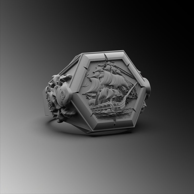 Silver Sailboat Ring Mens Pirate Ship Ring Sterling Navy - Etsy