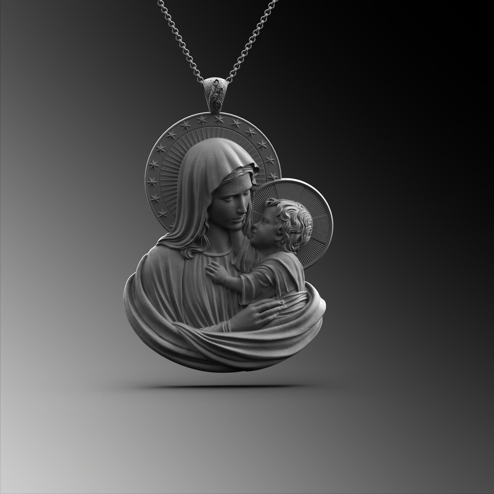 Virgin Mary and Baby Jesus Necklace Holy Mother Medallion - Etsy