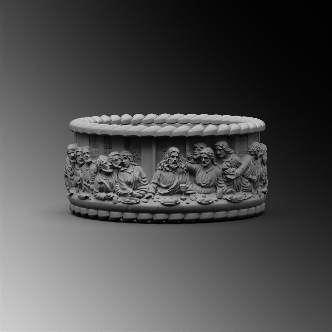 Last Supper Handmade Sterling Silver Men Band Ring, Da Vinci Wedding ...