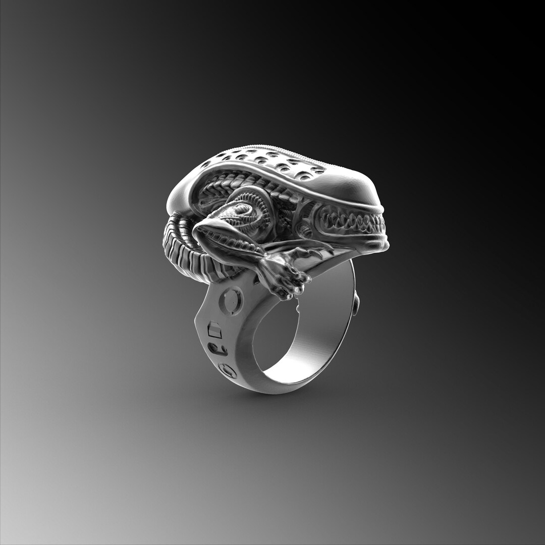 Silver Alien Rings for Man Pinky Silver Ring Sterling Alien Ring Unique ...