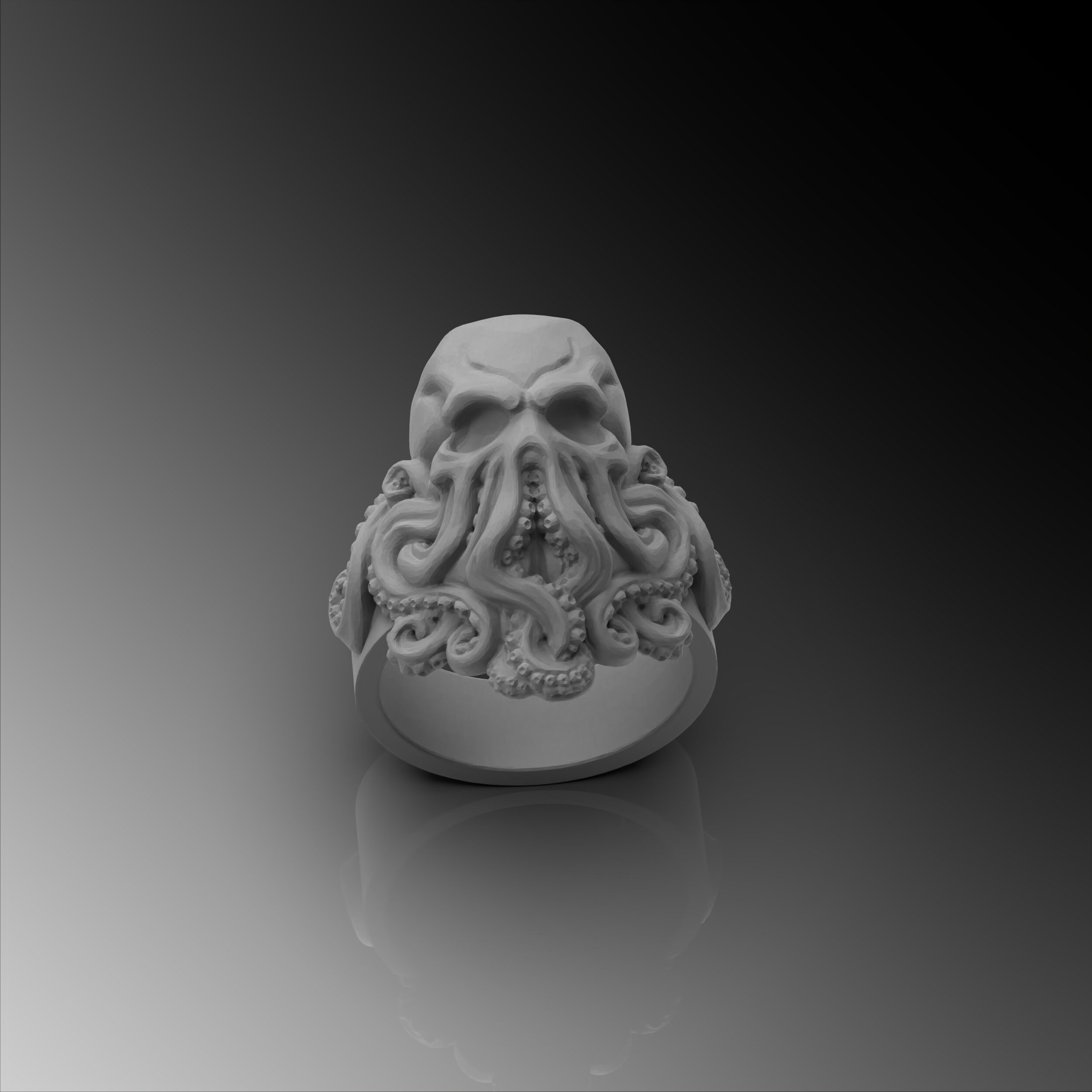 Silver Cthulhu Skull Ring Mens Octopus Monster Ring Handmade - Etsy