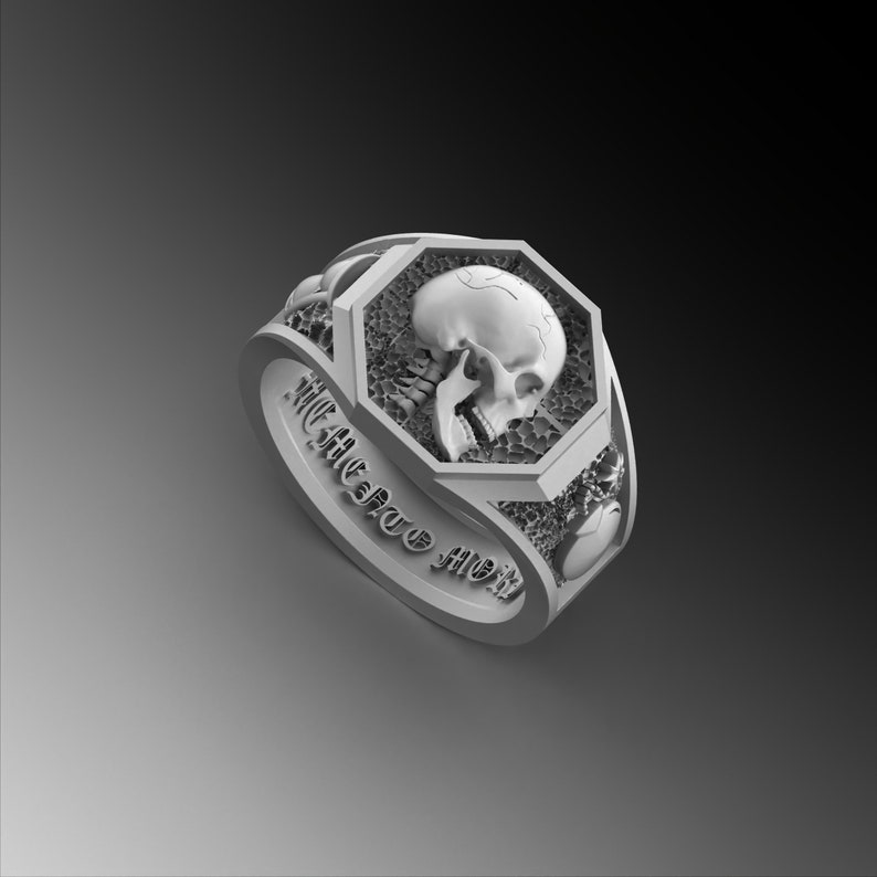 Memento Mori Skull Ring Silver Signet Skul Rings for Man Pinky - Etsy