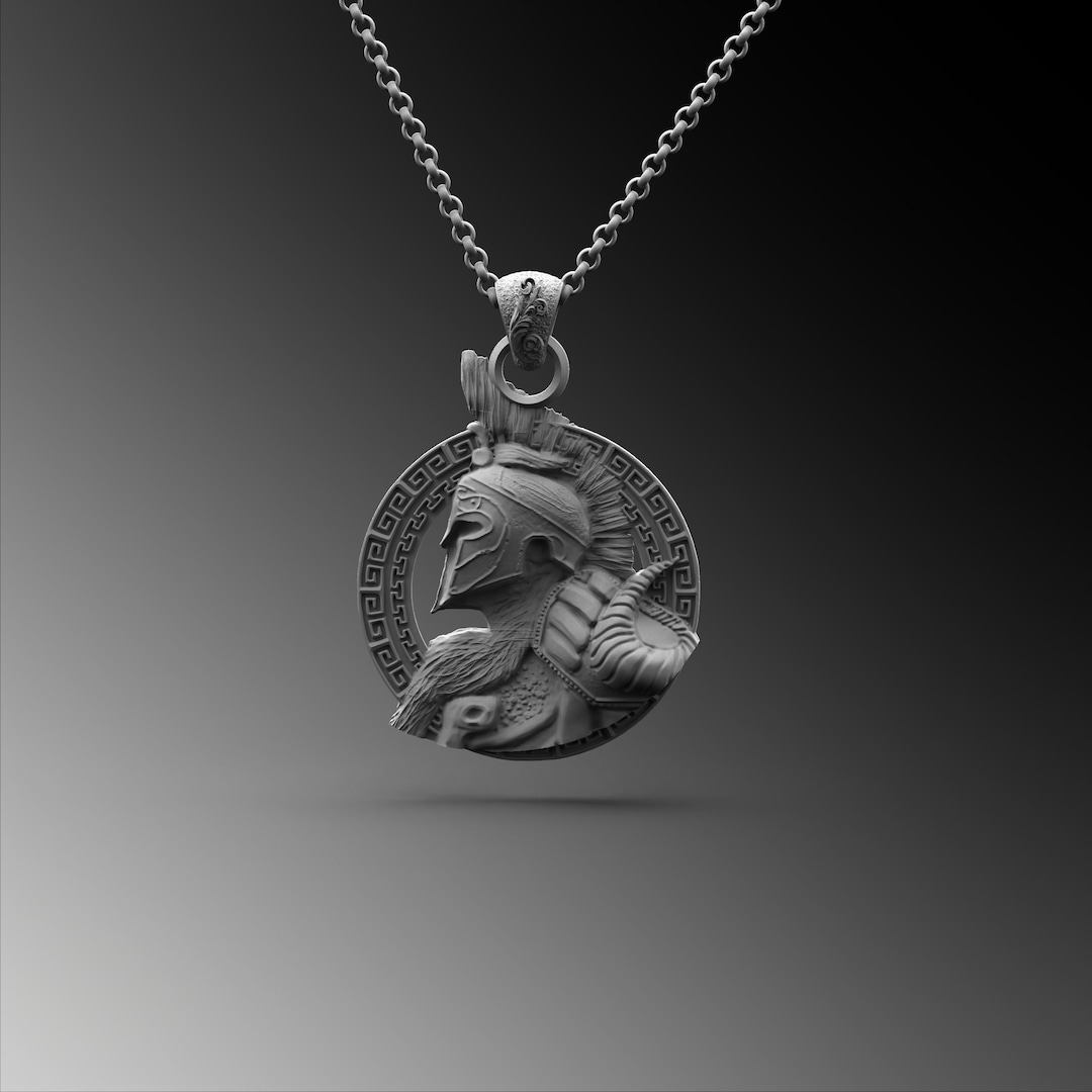 Silver Sparta Men Necklace, Spartan Warrior Pendant, Gladiator Pendant ...