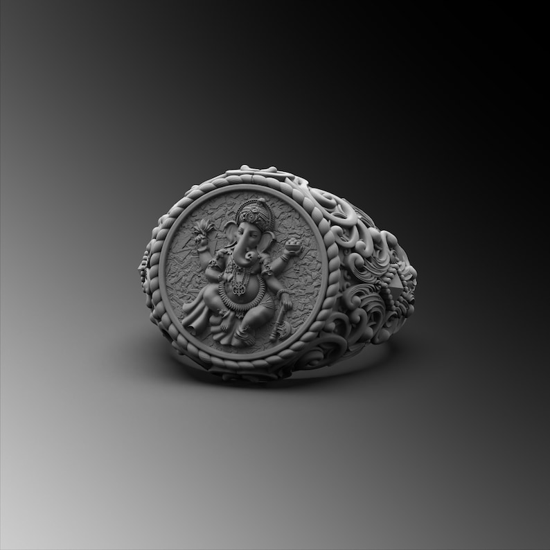 Lord Ganesha Signet Ring, Sterling Silver Hindu God Ring - Etsy