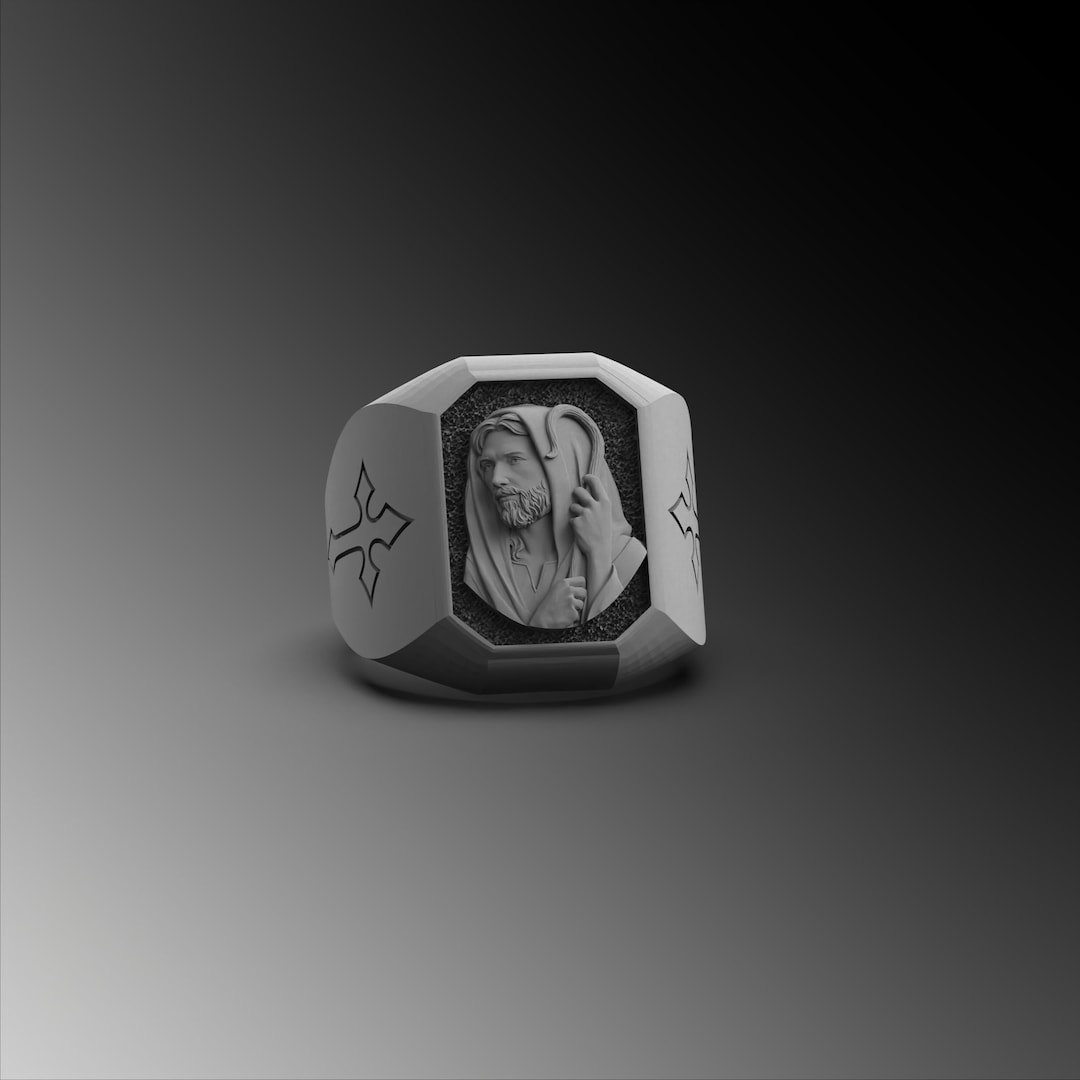 Jesus the Good Shepherd Silver Mens Ring, Shepherd Jesus Rings ...