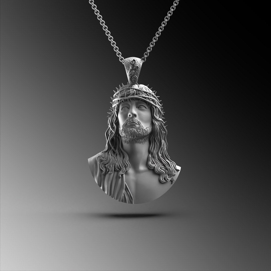 Silver Jesus Pendant Men Jesus Christ Necklace Crucifix Necklace Men ...