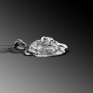 Silver Bear Medallion Mens Grizzly Bear Pendant for Man Sterling Silver ...