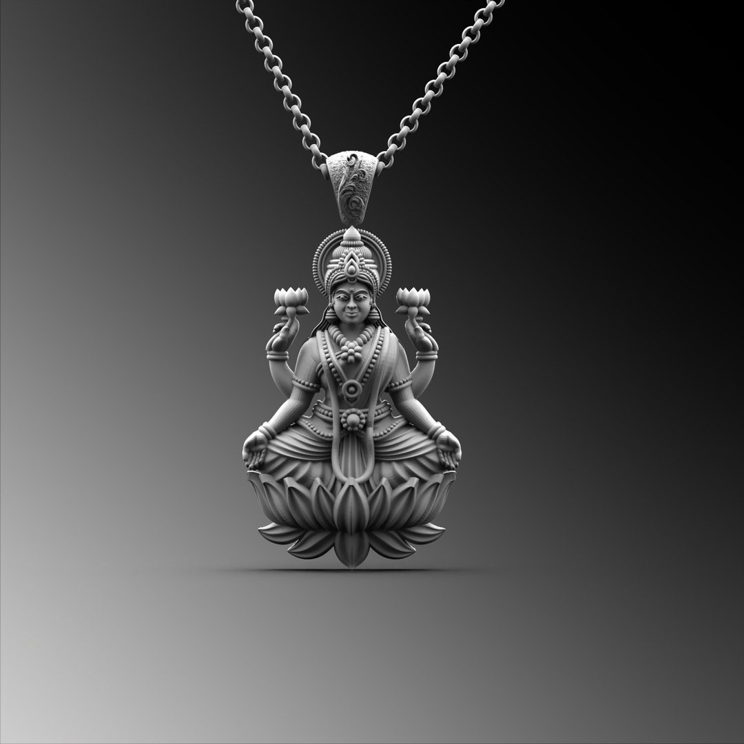 Goddess Laxmi Maa Pendant - Silver Lakshmi Necklace - Sterling Laxmi ...
