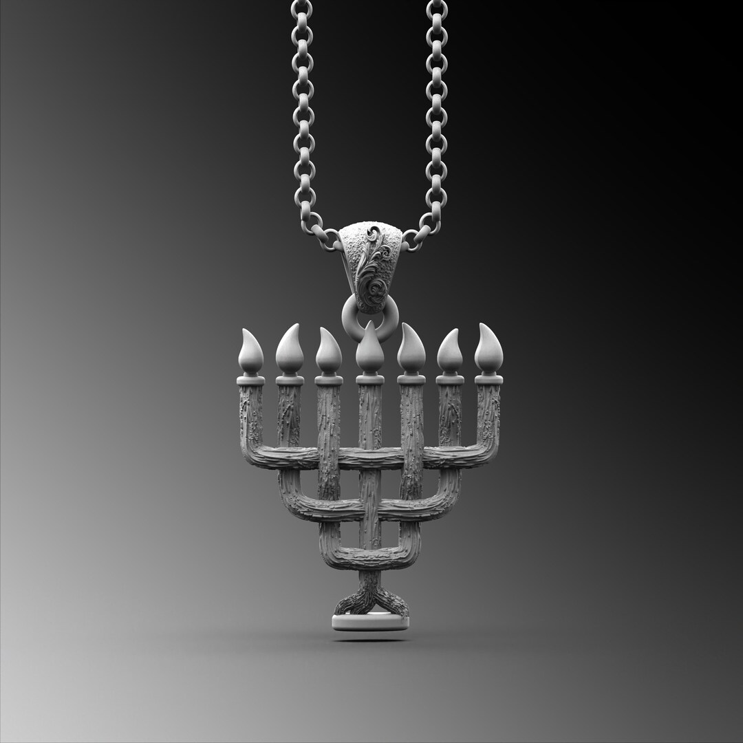 925 Silver Jewish Pendant, Menorah Pendant,jerusalem Pendant Judaica ...
