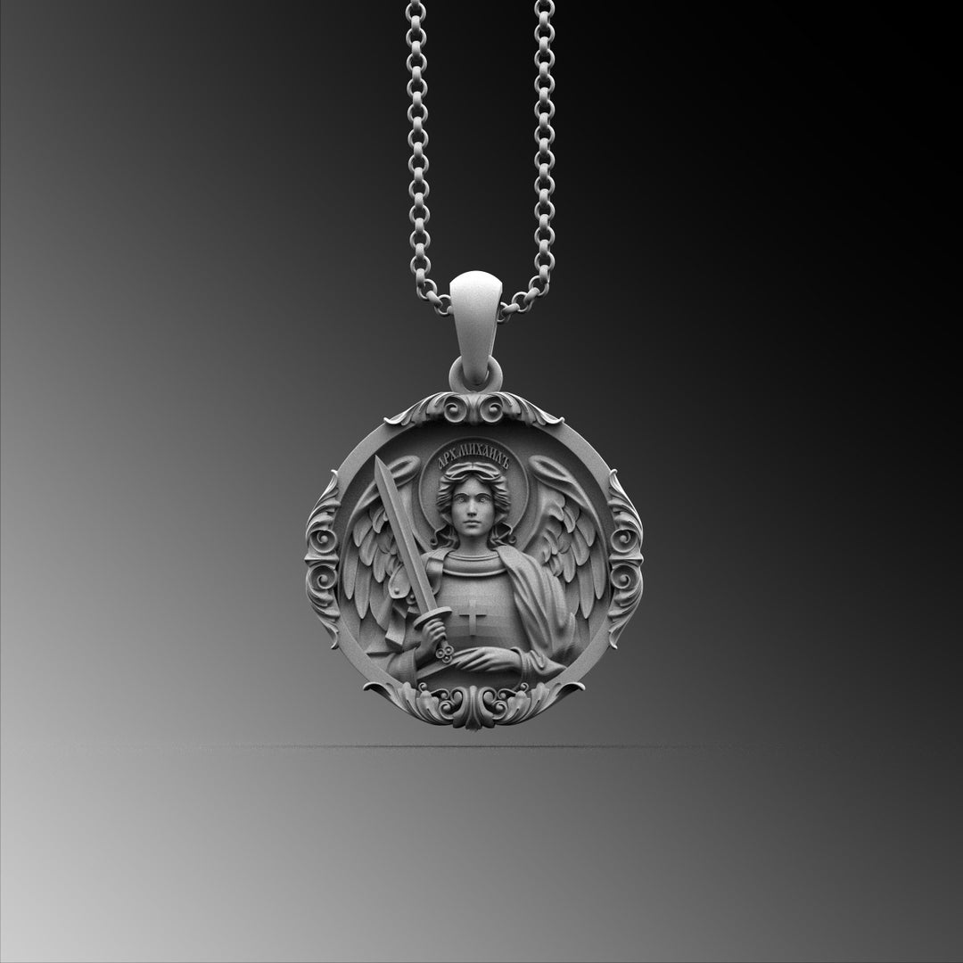 Archangel Michael Pendant for Man Silver Archangel Amulet Saint Michael ...