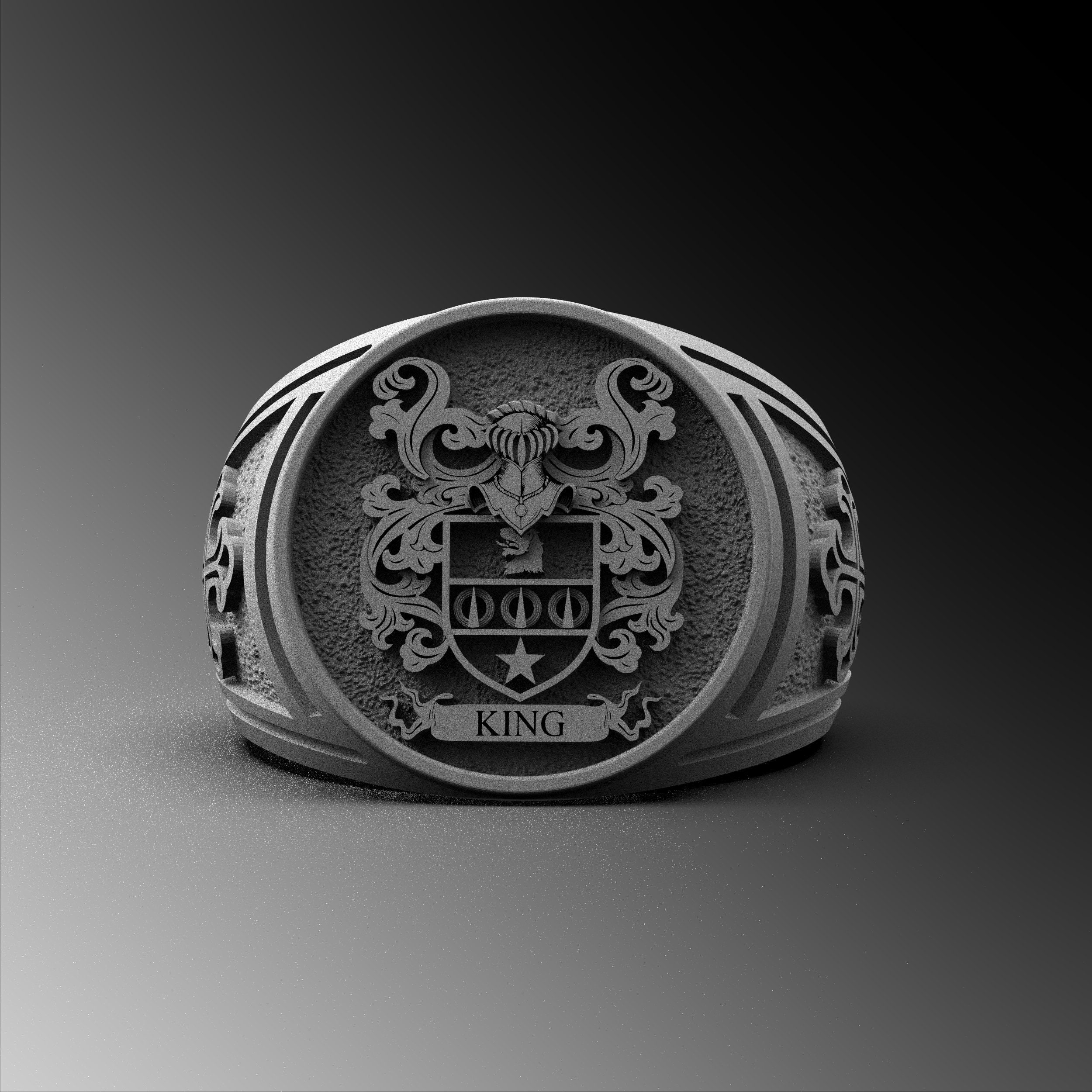 Custom Family Crest Signet Ring, 925k Sterling Silver, Heraldic Jewelry ...
