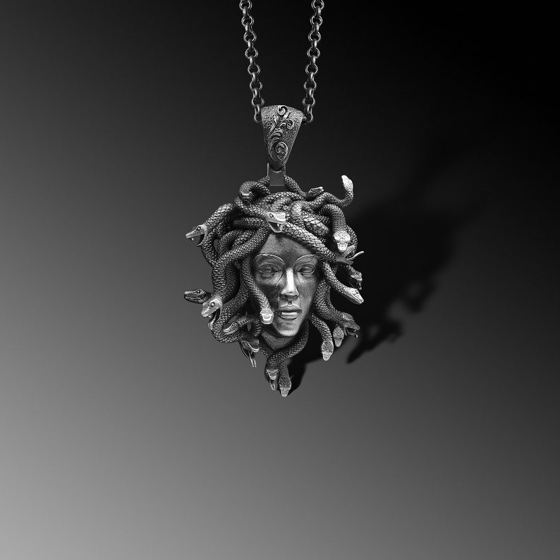Sterling Silver Medusa Head Pendant Necklace, Gorgon Jewelry - Etsy