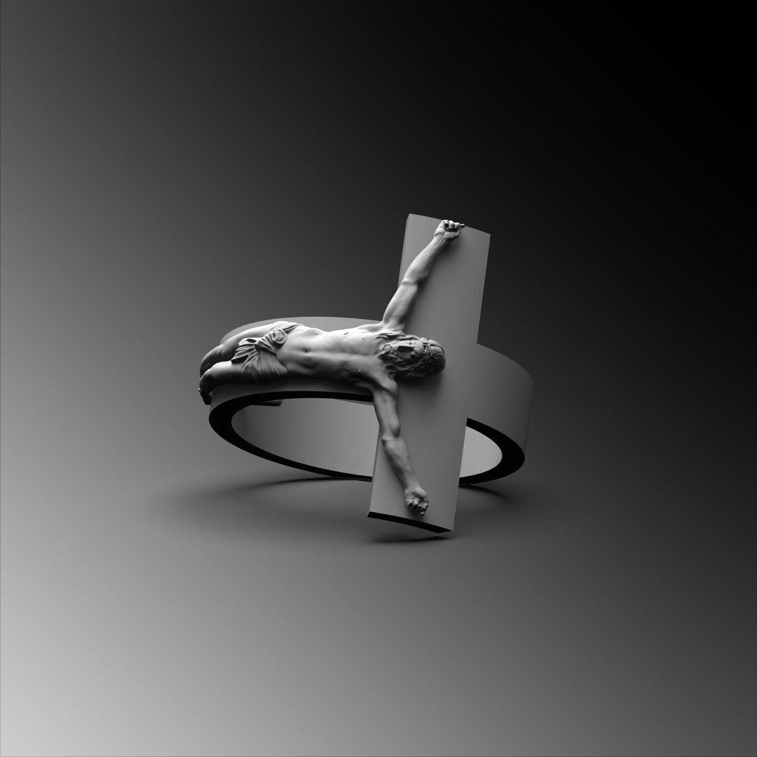 Jesus Cross Rings for Man Silver Jesus Christ Sterling Mens Ring ...