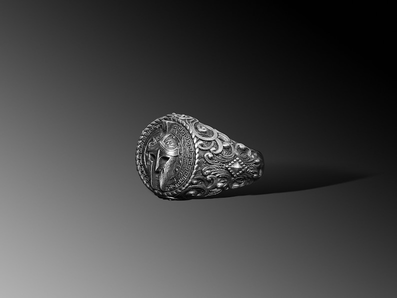 Oxidized Sterling Silver Spartan Helmet Ring, Handmade Mens Jewelry - Etsy