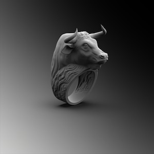 Taurus Bull Handmade Signet Ring Sterling Silver Bull Pinky Men Ring ...