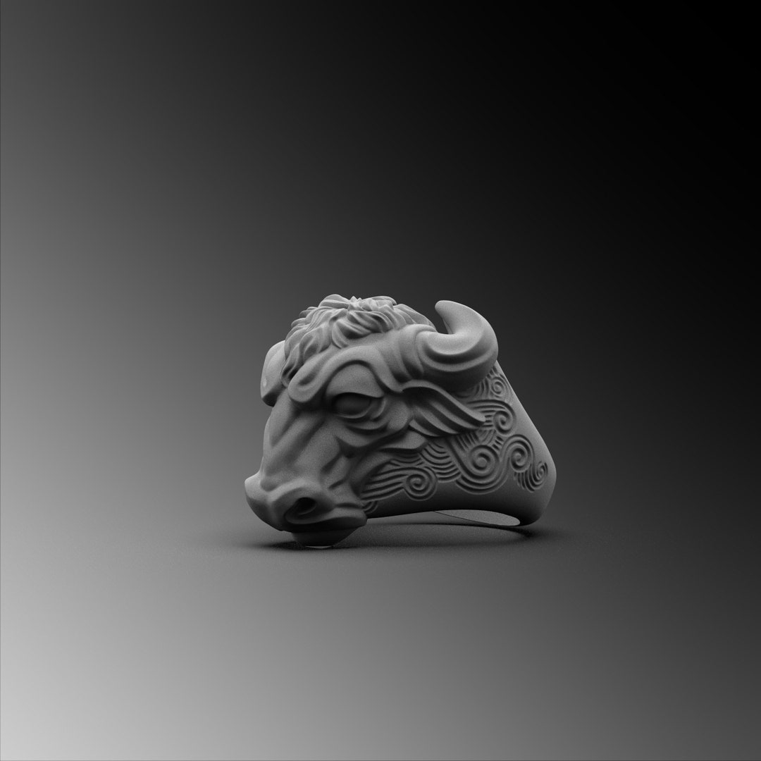 Taurus Bull Handmade Signet Ring Sterling Silver Bull Pinky Men Ring ...