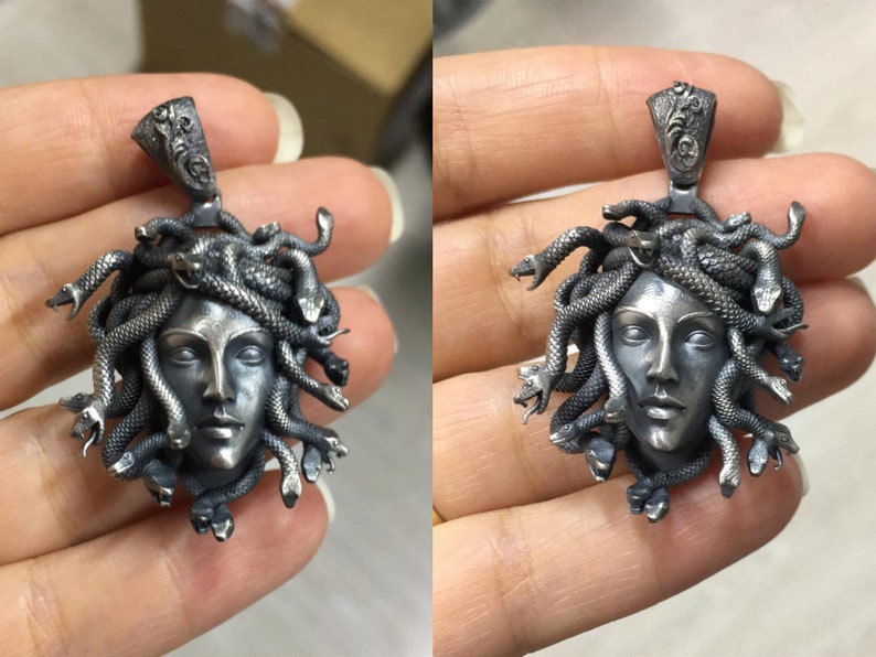 Sterling Silver Medusa Head Pendant Necklace, Gorgon Jewelry - Etsy