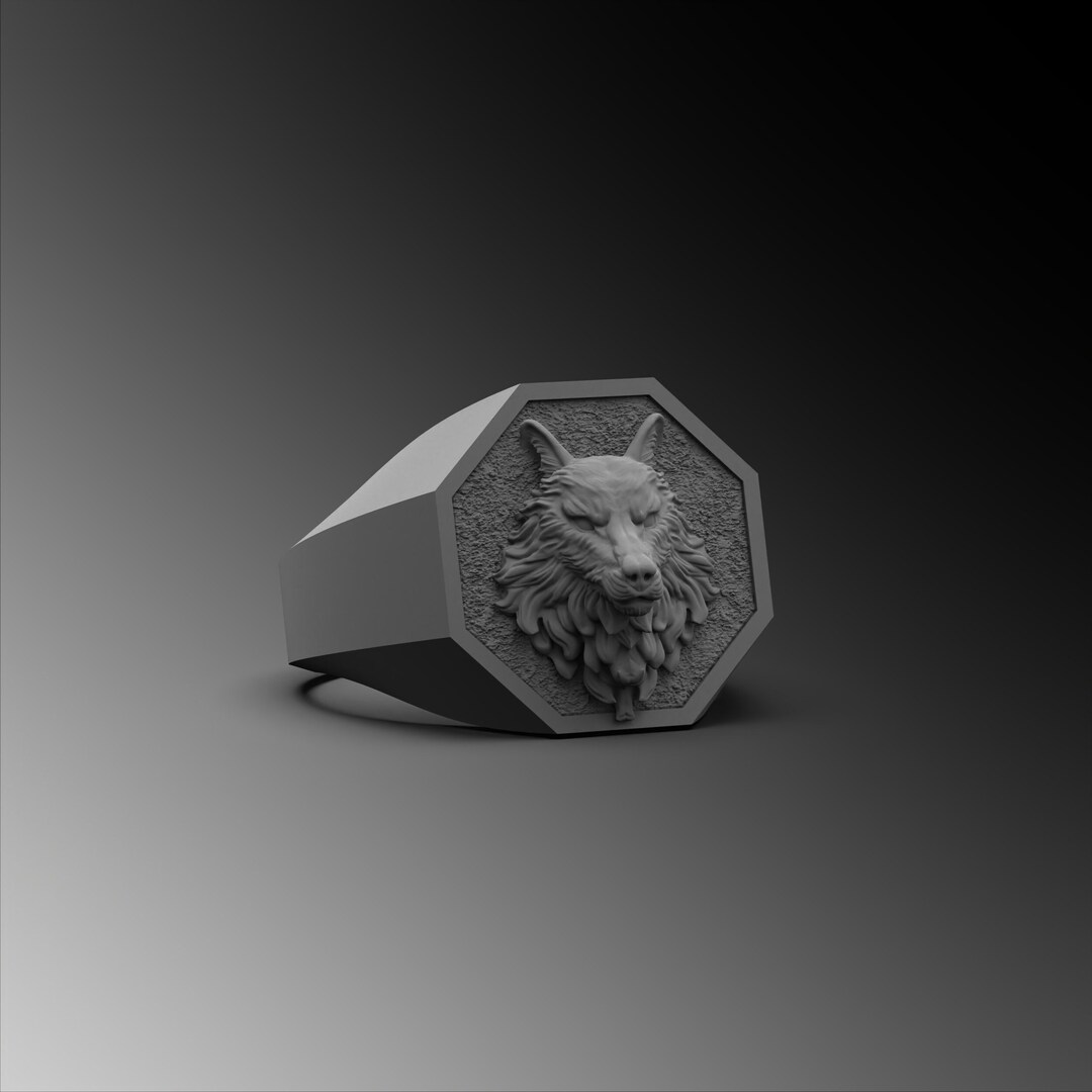 Silver Wolf Ring,mens Signet Ring Mens Silver Wolf Head Ring Sterling ...