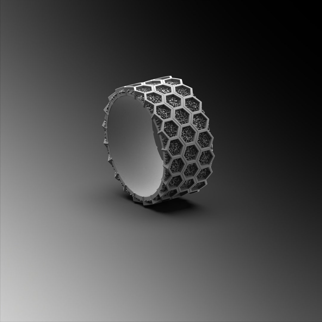 Sterling Silver Honeycomb Ring, Geometric Band for Men - Etsy