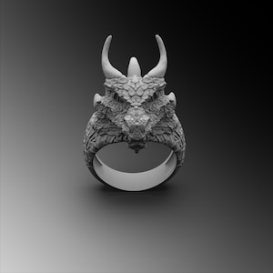 Mens Dragon Ring Silver Dragon Handmade Sterling Silver Men Biker Ring ...