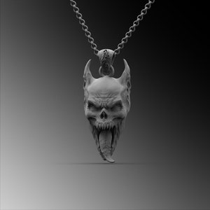Silver Baphomet Satanic Pendant for Man Occult Satanic Necklace Mens ...