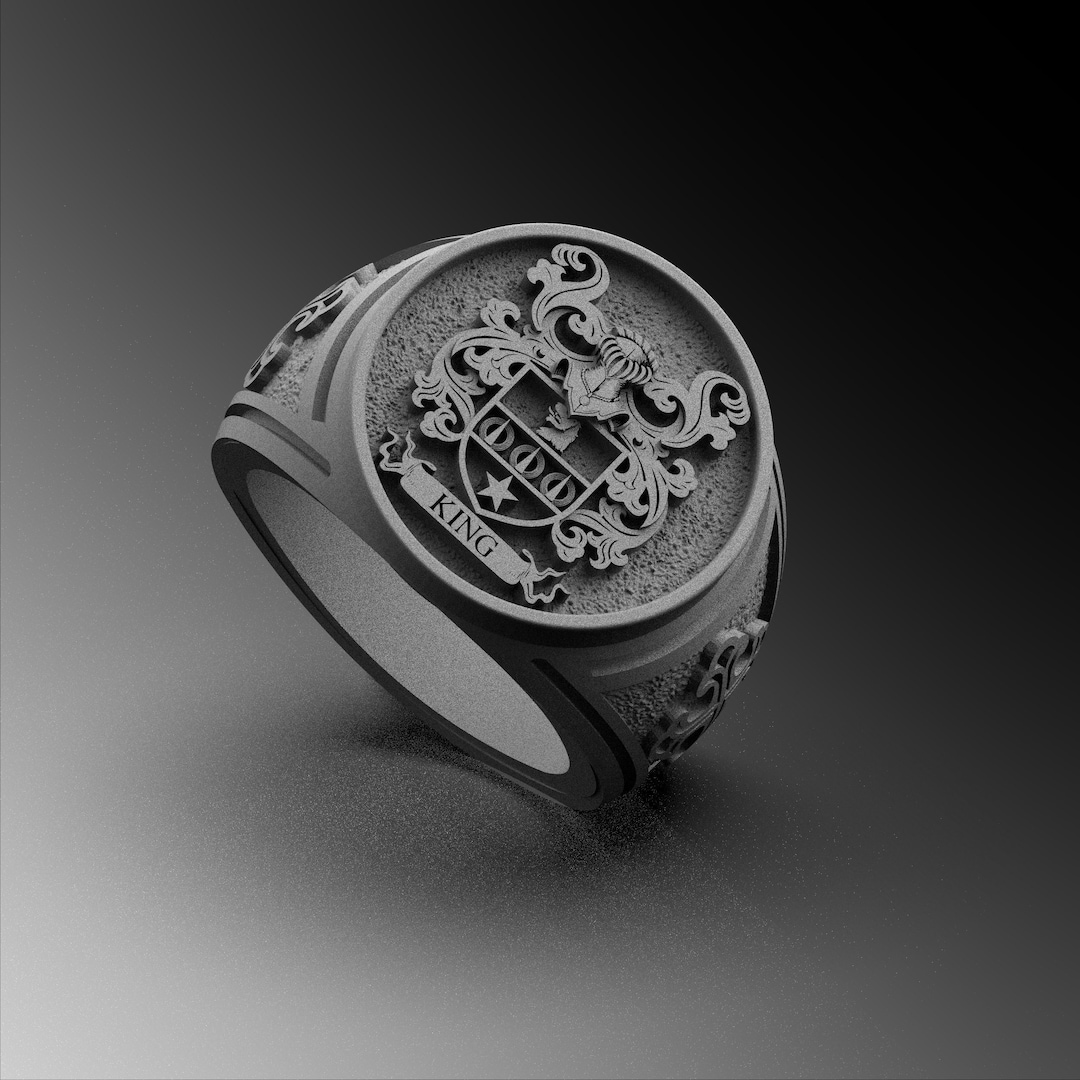 Family Crest & Coat of Arms Signet Ring, Custom Silver Rings for Men ...