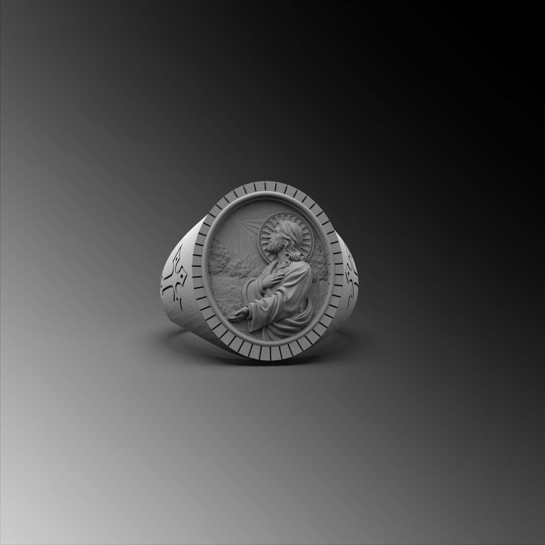 Jesus Prays Sterling Silver Signet Ring, Catholic Gift for Men - Etsy