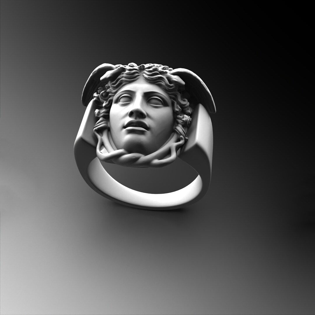 Silver Medusa Rings for Man Silver Gorgon Medusa Ring Sterling Silver Medusa Men Ring Unique ...