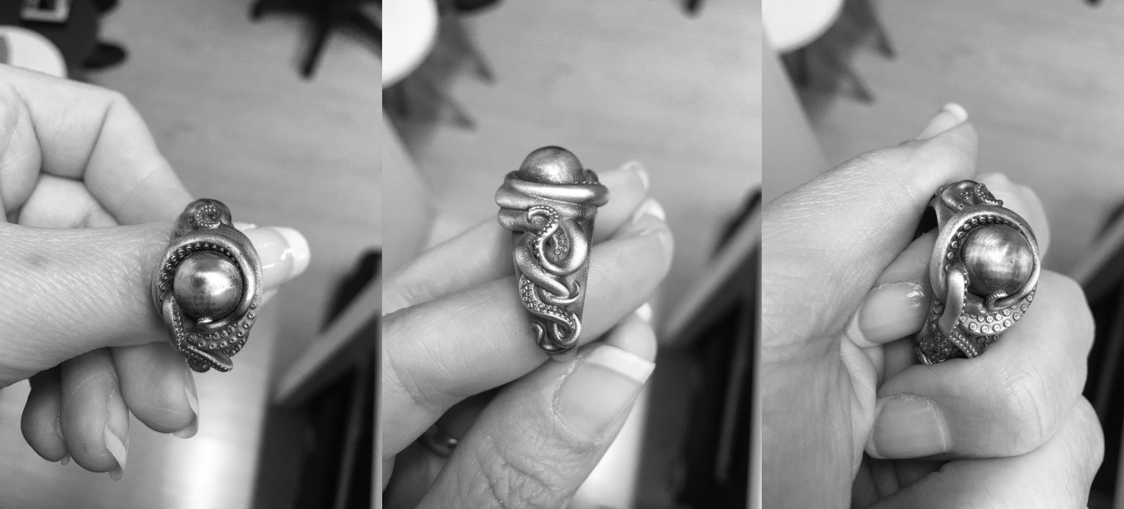 Octopus Handmade Sterling Silver Men Ring Kraken Animal Biker - Etsy