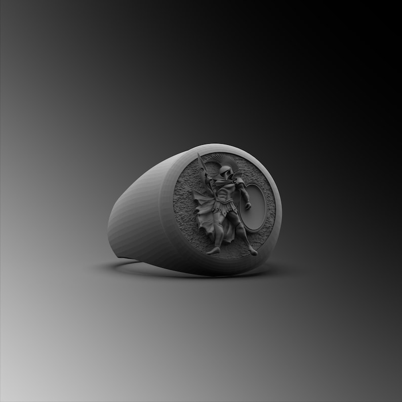 Sterling Silver Spartan Signet Ring Mens Gladiator Ring - Etsy