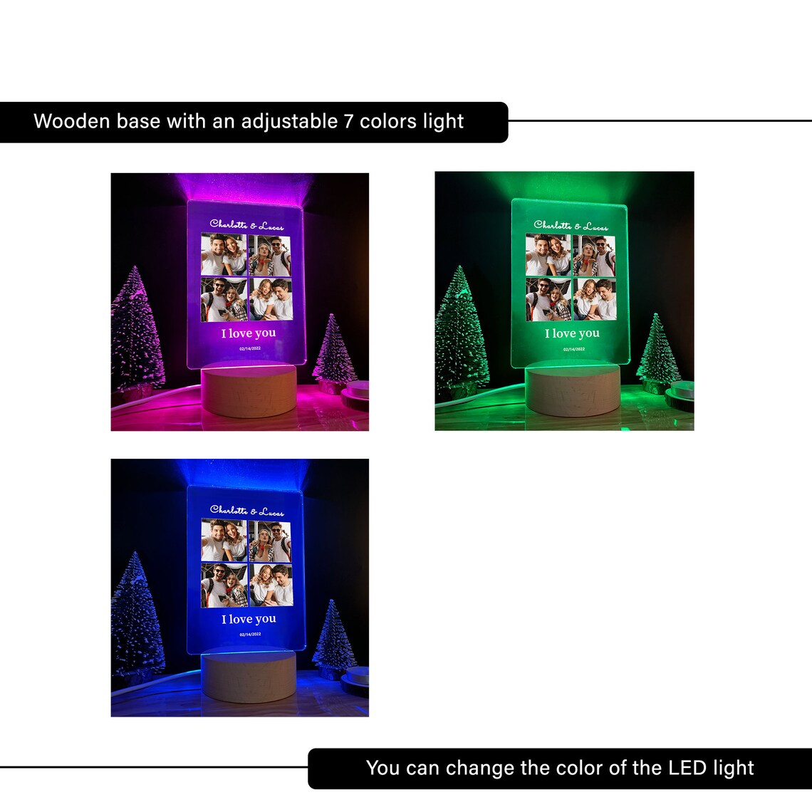 Custom LED Light Photo Collage Plaque Personalized Picture | Etsy UK