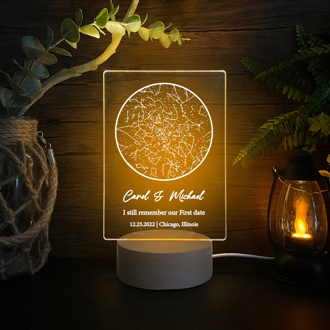 Custom Star Map by Date Night Light, Personalized Anniversary Star Map, the Night Where We Met ...
