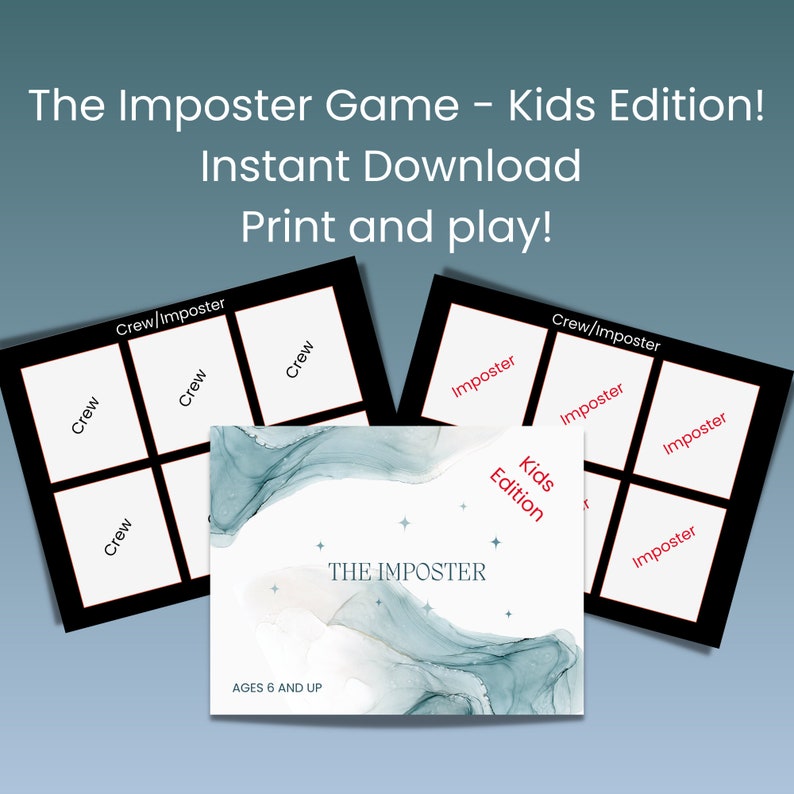 The Imposter Game - Kids Edition, Digital Download, Print and Play! - Etsy