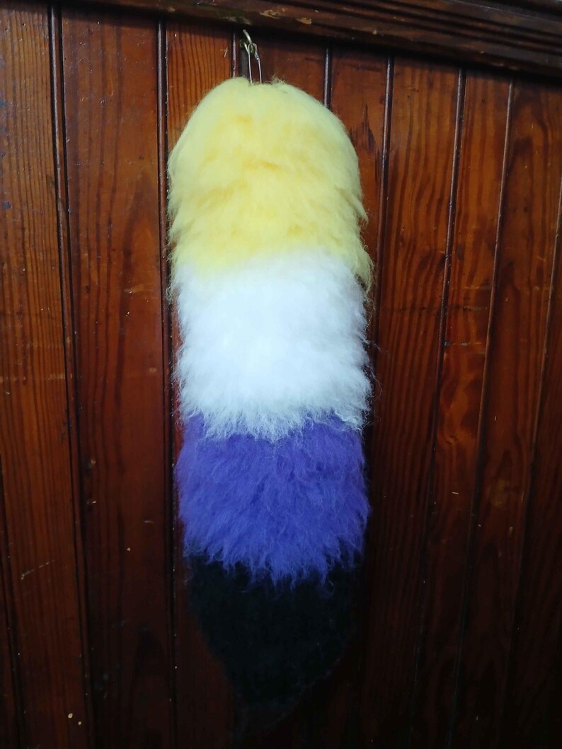 16” Yarn Tail Handmade - Furry Tail, Therian Tail, Nonbinary Flag ...