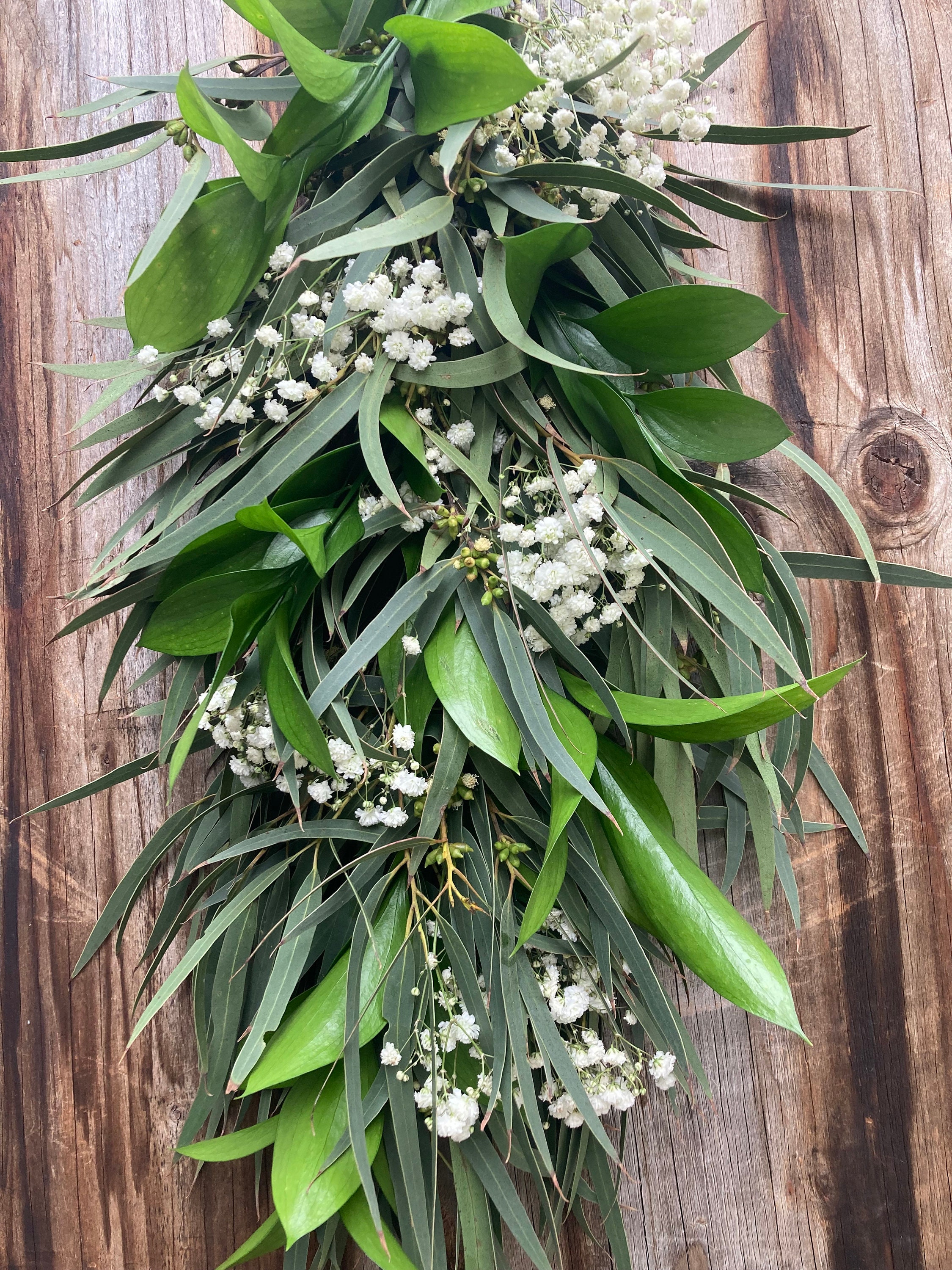 Fresh Babys Breath Ruscus Willow Garland, Real Greenery Garland ...