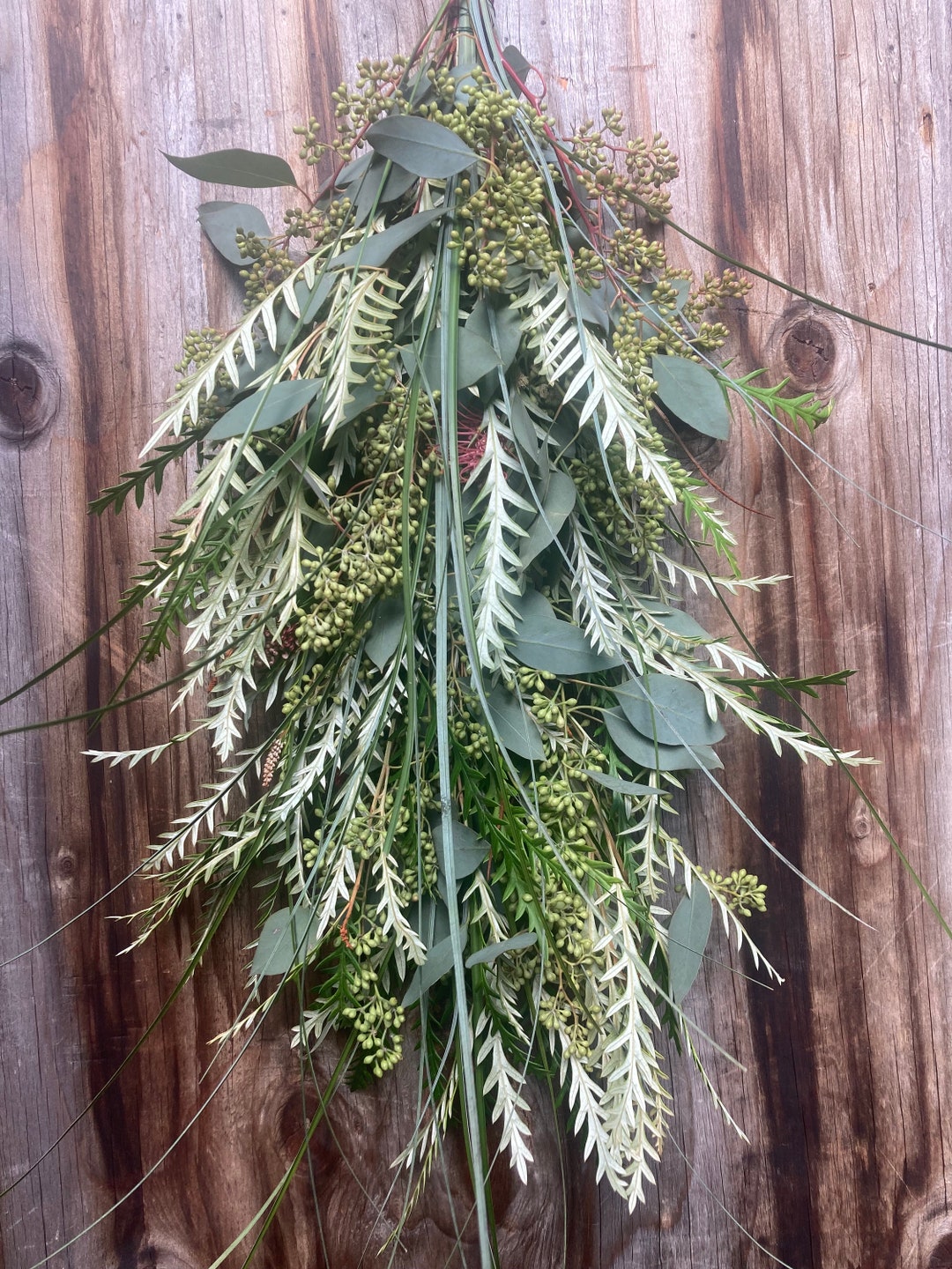 Fresh Grevillea Seeded Eucalyptus Grass Garland, Real Greenery Garland ...