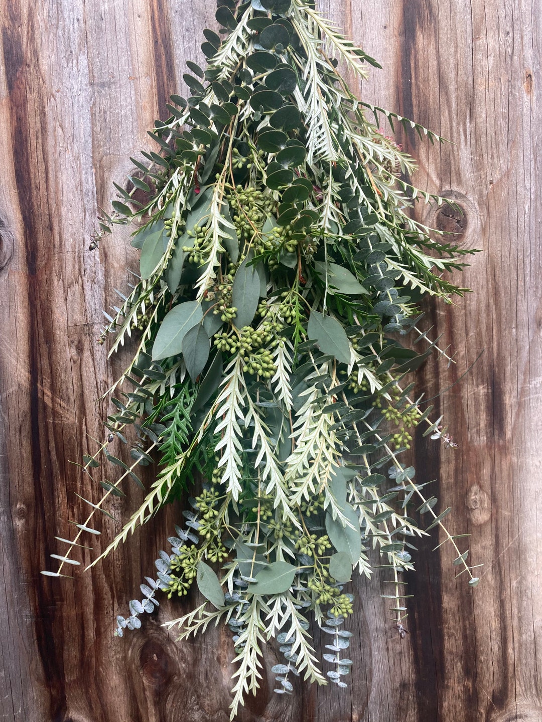 Fresh Grevillea Seeded Eucalyptus Babyblue Garland, Real Greenery ...