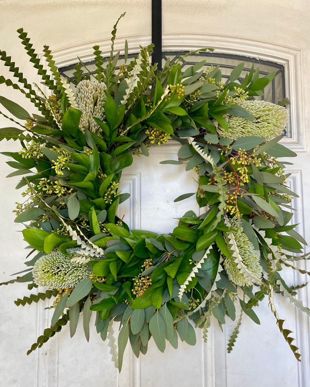 Fresh Square Banksia Ruscus Seeded Wreath Real Flower Wreath - Etsy