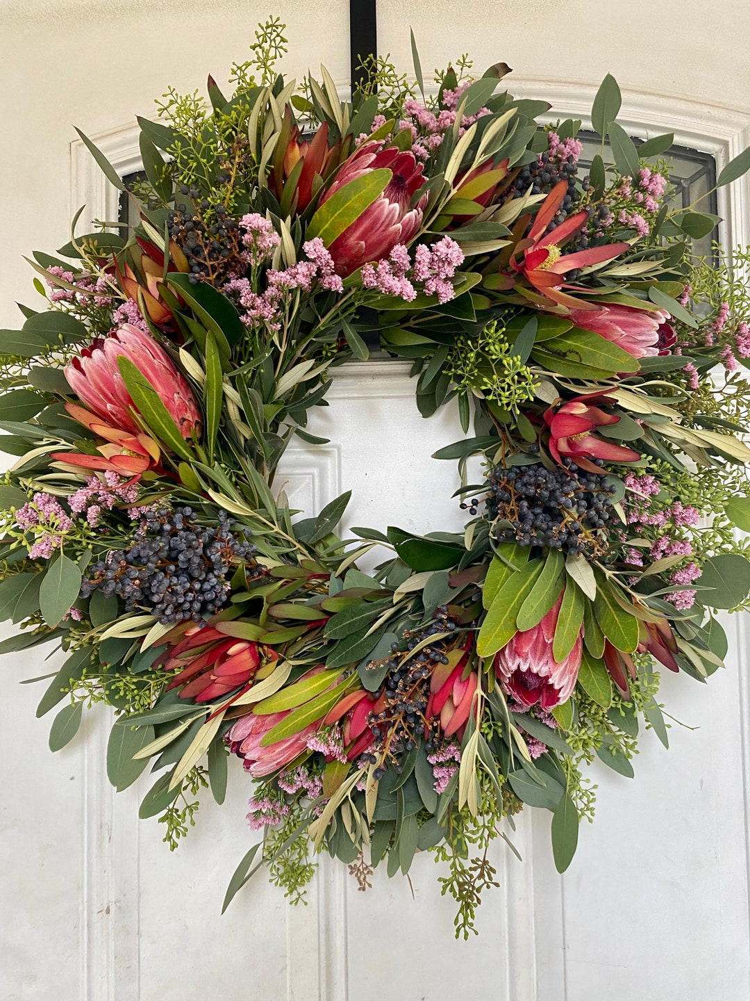 Fresh Flower Wreath, Real Winter Flower Wreath, Front Door Wreath ...