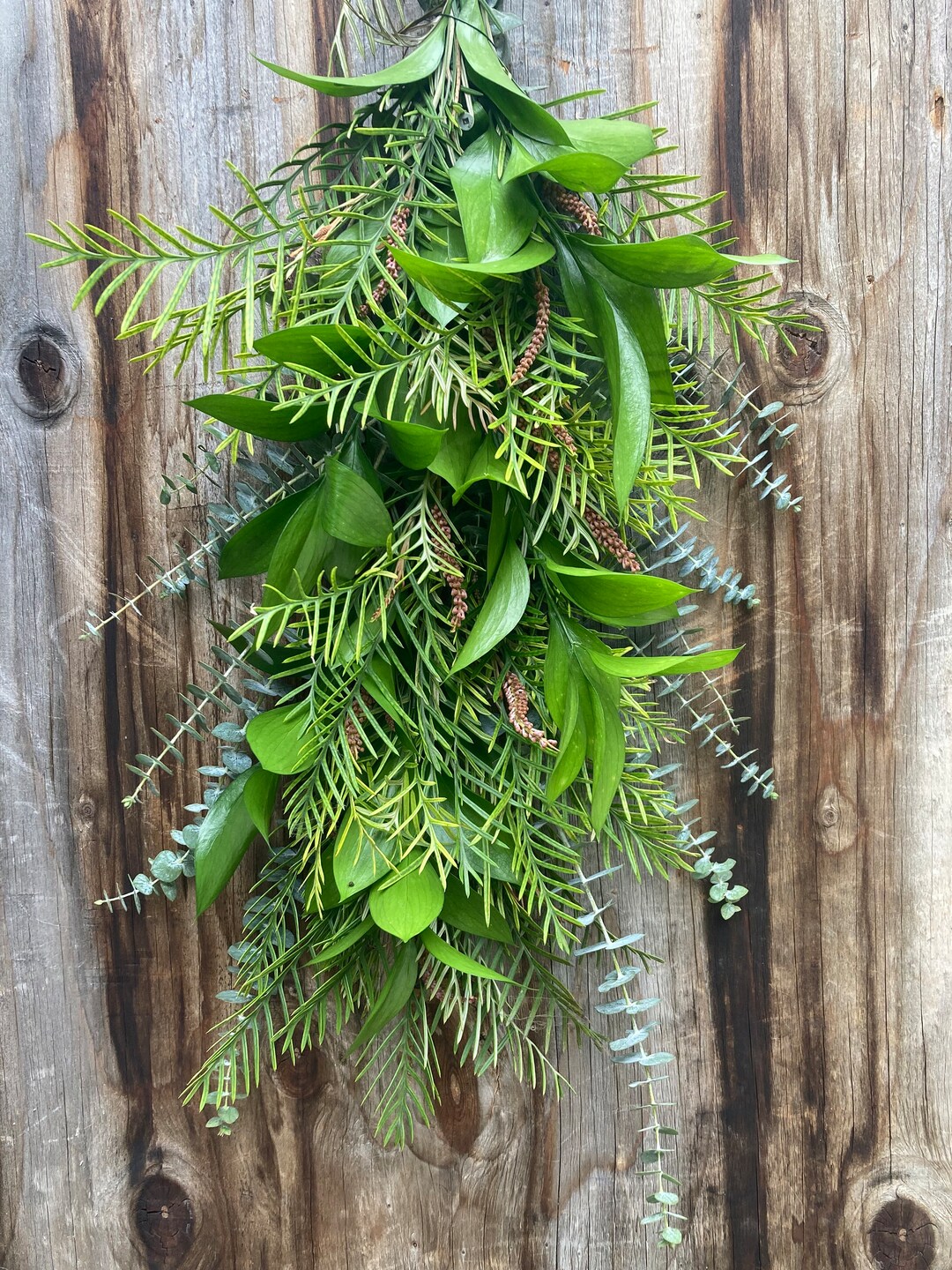 Fresh Grevillea Israeli Ruscus Baby Blue Garland, Real Greenery Garland ...