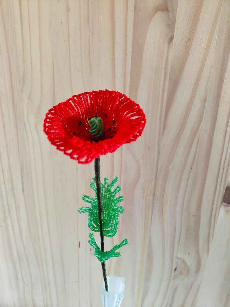 Poppy Flower French Beaded Flowers Artificial Flowers - Etsy