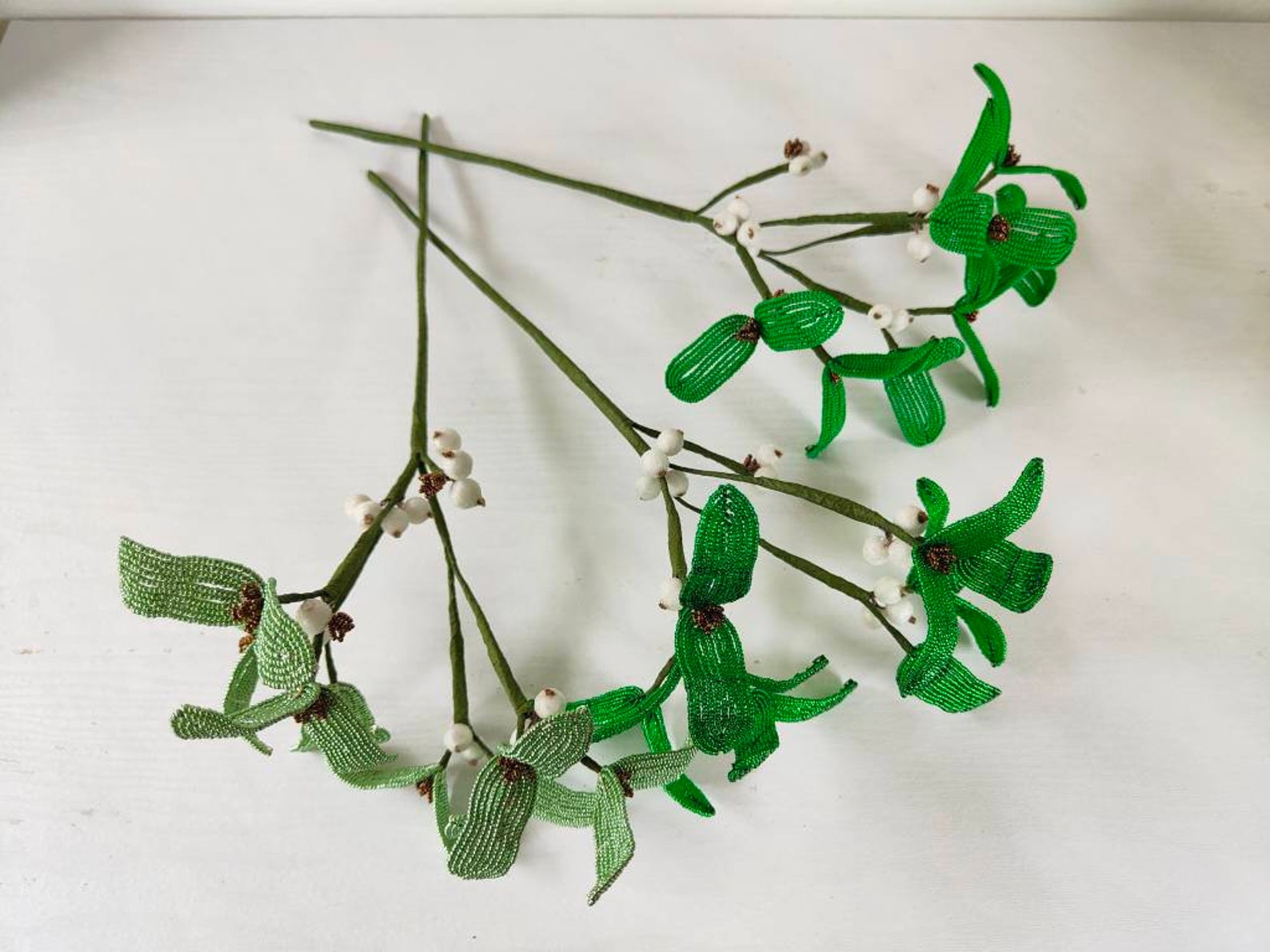 Beaded Mistletoe Branch Ornament: Holiday Decor (45cm) - Etsy
