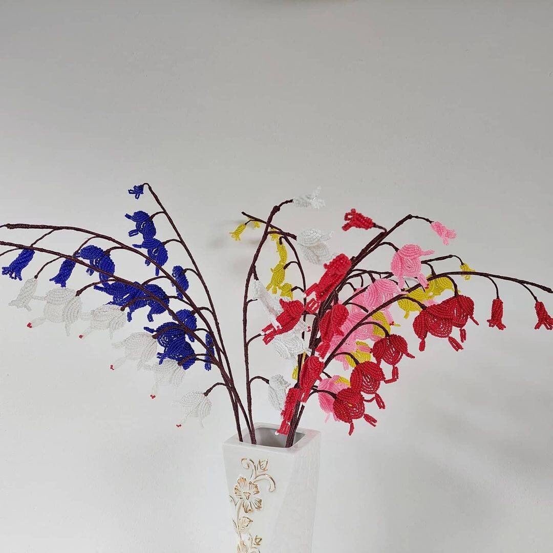 Bleeding Heart Flower French Beaded Flowers - Etsy