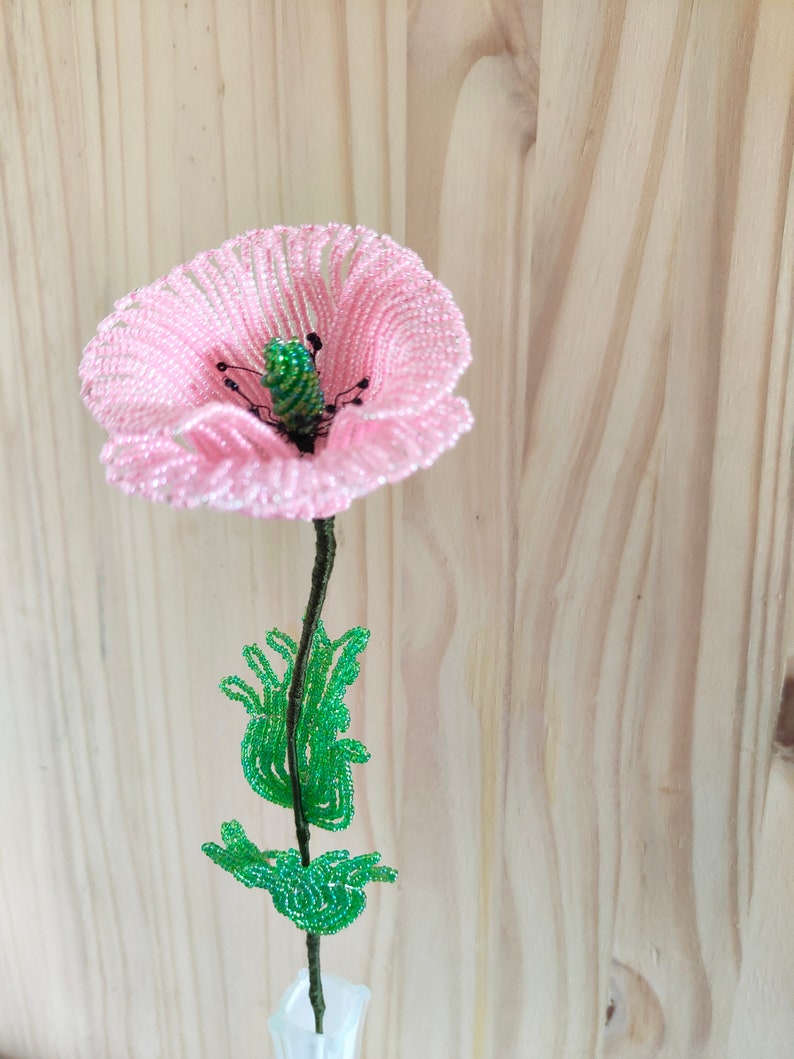 Poppy Flower French Beaded Flowers Artificial Flowers - Etsy