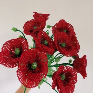 Artificial Poppies French Beaded Flowers Poppy Artificial - Etsy