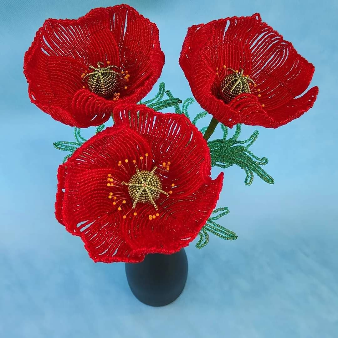 Artificial Poppies French Beaded Flowers Poppy Flowers - Etsy