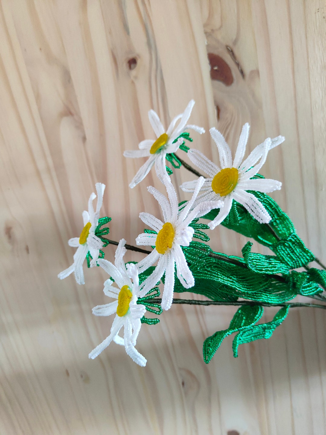 Artificial Daisy Flower French Beaded Flowers Daisy French Beaded ...